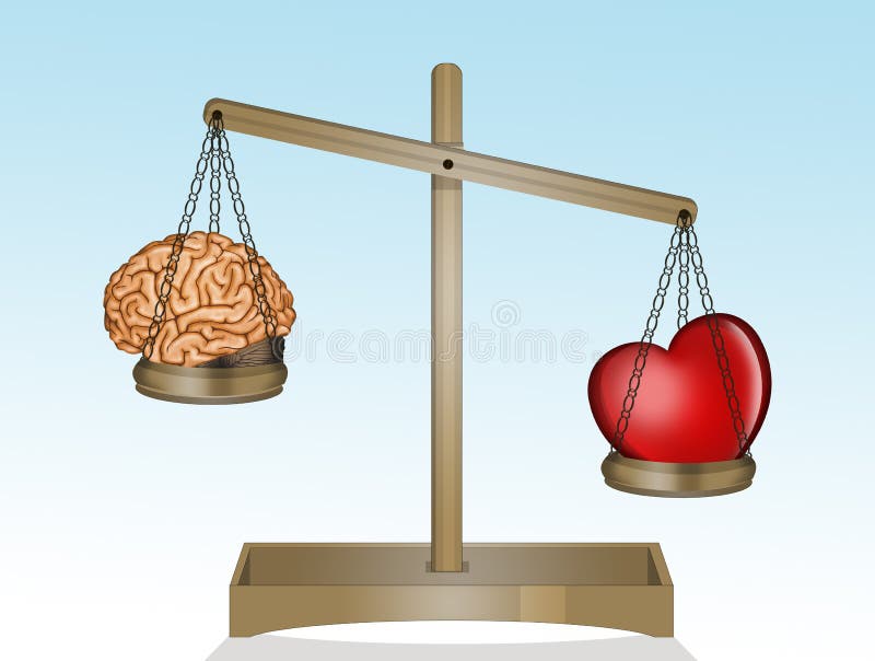 Illustration of Brain and Heart on the Scales Stock Illustration ...
