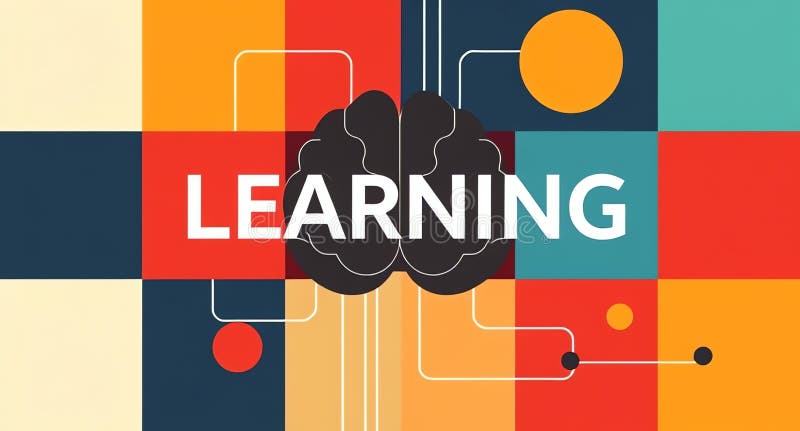 Illustration Brain with Learning Templette Stock Photo - Image of ...