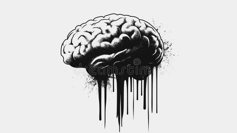 Illustration of a Brain Melting on a White Background Stock ...
