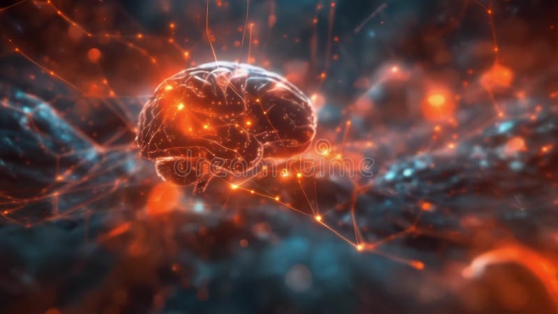 An Illustration of a Brain with Neurons Extending into a Complex Web ...