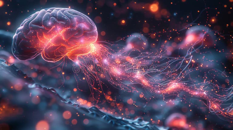 An Illustration of a Brain with Neurons Extending into a Complex Web ...