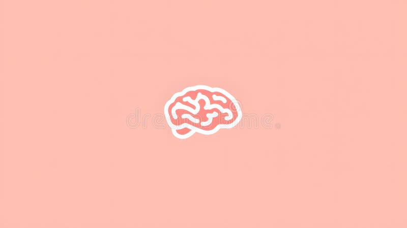 Illustration of a Brain on a Pastel Pink Background Stock Illustration ...
