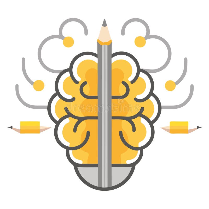 Creative Brainstorming Concept: Brain with Pencil, Idea Generation ...