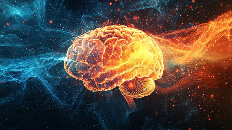 Illustration of a Brain with Positive Thoughts and Affirmations Flowing ...