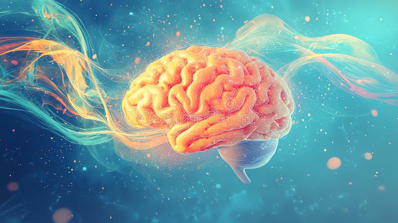 Illustration of a Brain with Positive Thoughts and Affirmations Flowing ...