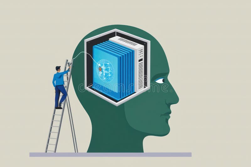 An Illustration of a Brain, Stylized As a Supercomputer, Radiates Light ...
