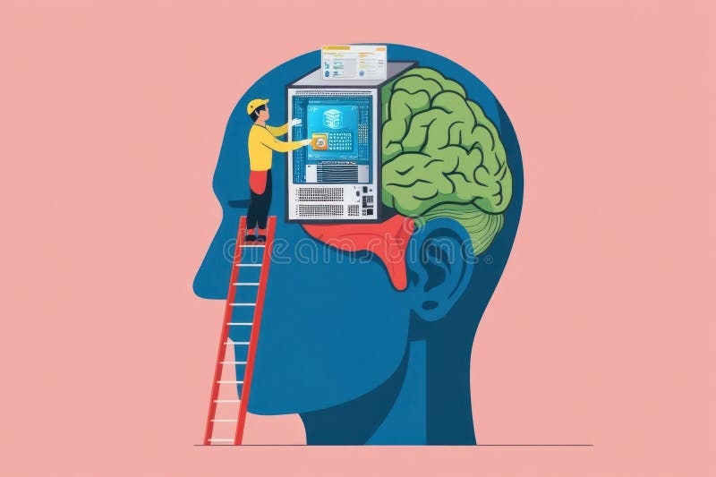 An Illustration of a Brain, Stylized As a Supercomputer, Radiates Light ...