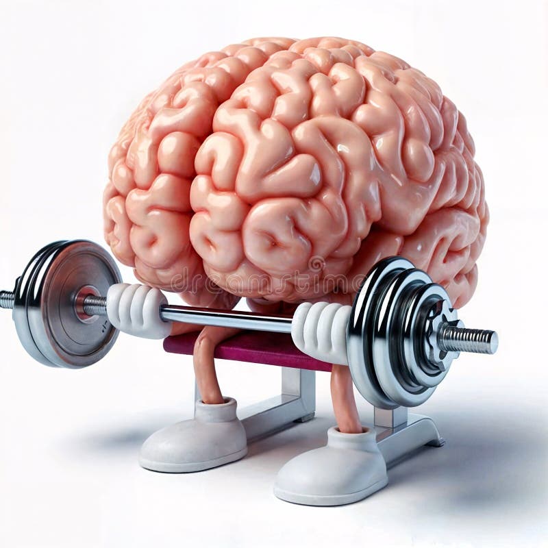 Illustration of a Brain Training by Doing Weights. Training the Mind ...