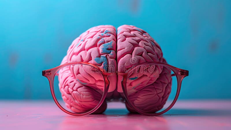 Intelligent Vision: Illustration of a Brain Wearing Glasses Stock ...