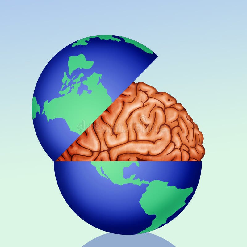 Brain World Globe Illustration Stock Vector - Illustration of knowledge ...