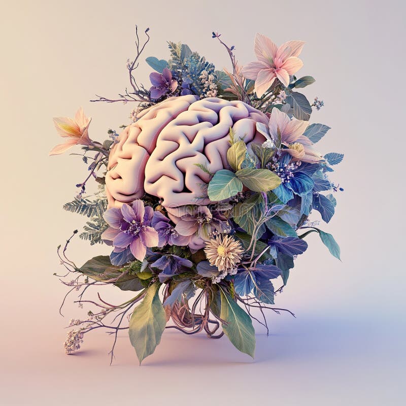 Illustration of a Brain, Wrapped in Tree Roots Stock Illustration ...