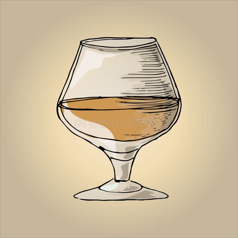 Illustration of Brandy in a Glass. Stock Vector - Illustration of drink ...