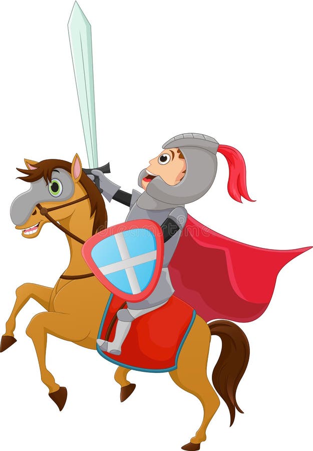 Illustration of Brave Knight Riding on a Horse Stock Vector ...