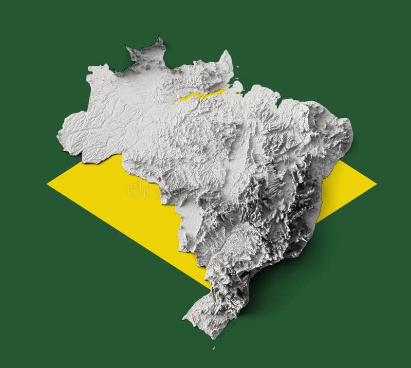 Illustration of Brazil Relief Map on the Flag Stock Illustration ...