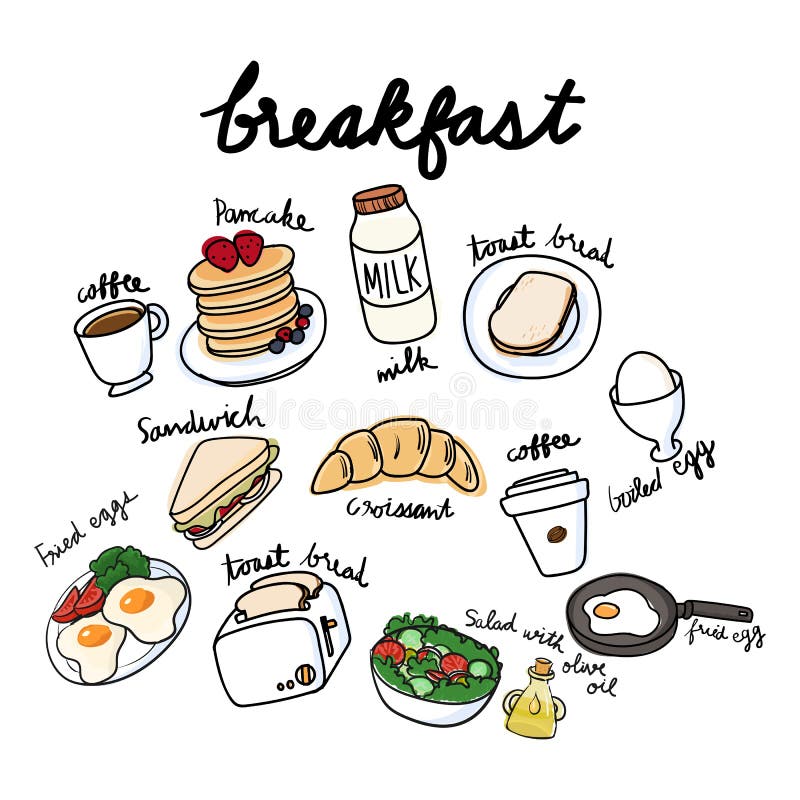 Breakfast Collection, Hand Draw Sketch Vector Stock Vector ...