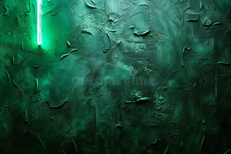 Breathtaking Dark Green Plaster Wall Texture, Neon Light, Close-up ...