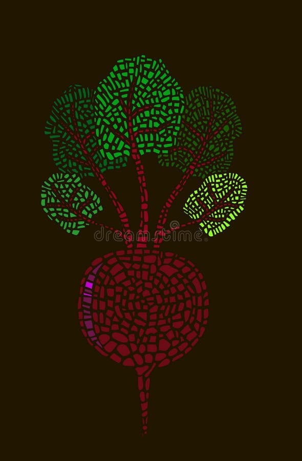 Illustration Bright Beet Mosaic Stock Vector - Illustration of leaves ...