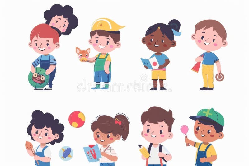 Confident Children Showing Creativity Stock Illustration - Illustration ...