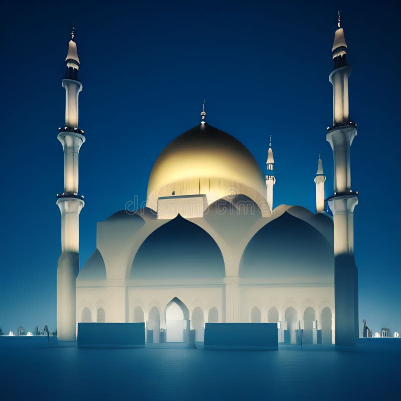 Illustration of Bright Mosque in the Night Stock Illustration ...