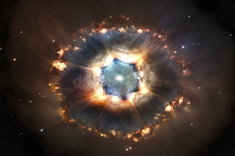 Illustration, the Bright Supernova Explosion, Distant Nebula ...