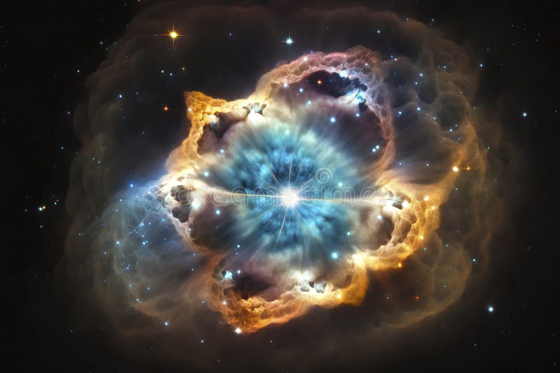 Illustration, the Bright Supernova Explosion, Distant Nebula ...