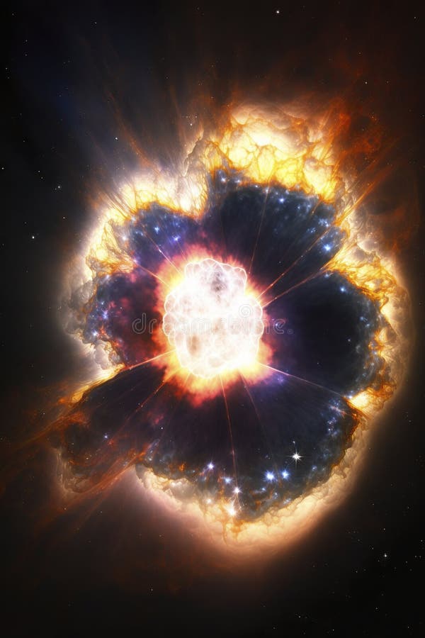 Illustration, the Bright Supernova Explosion, Distant Nebula ...