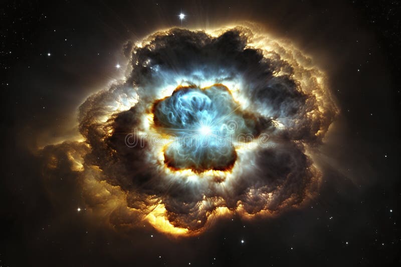 Illustration, the Bright Supernova Explosion, Distant Nebula ...
