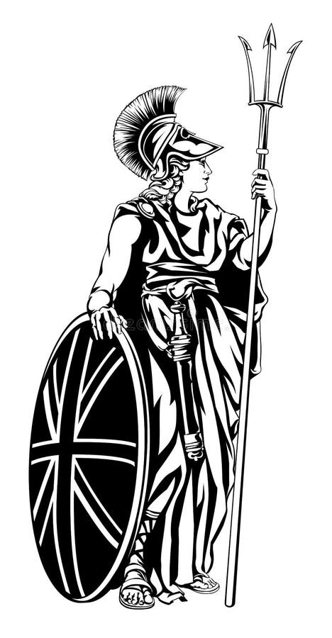 Illustration of Britannia stock vector. Illustration of etching - 70432249