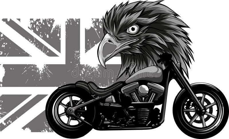 Monochromatic Flag Motorcycle with Eagle Head Stock Vector ...