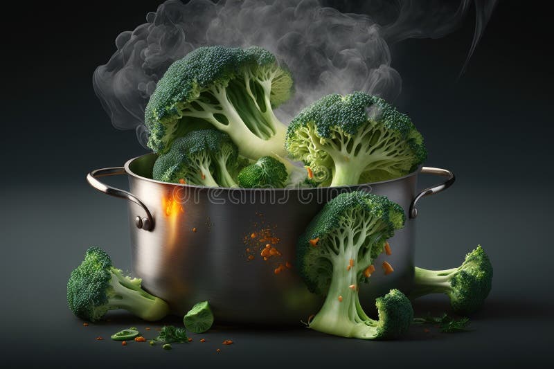 The Old Method of Boiling Broccoli Stock Illustration - Illustration of ...