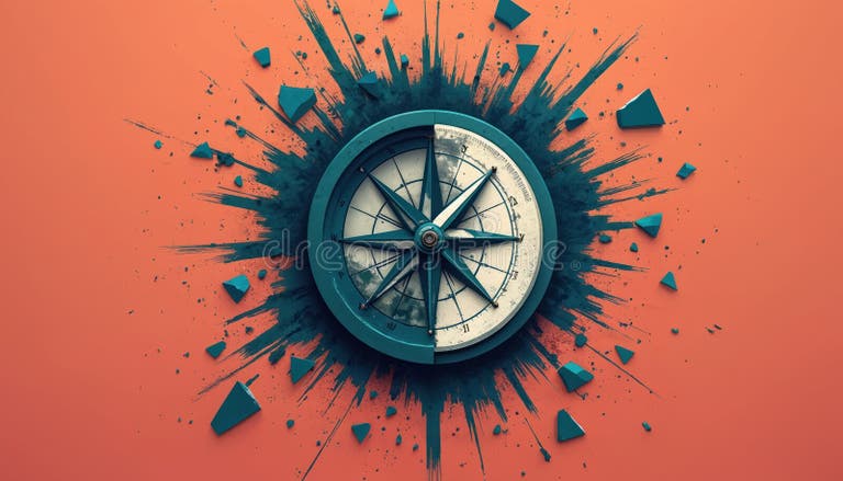 Illustration Broken Compass Directionlessness. Navigation Issue, Lost ...