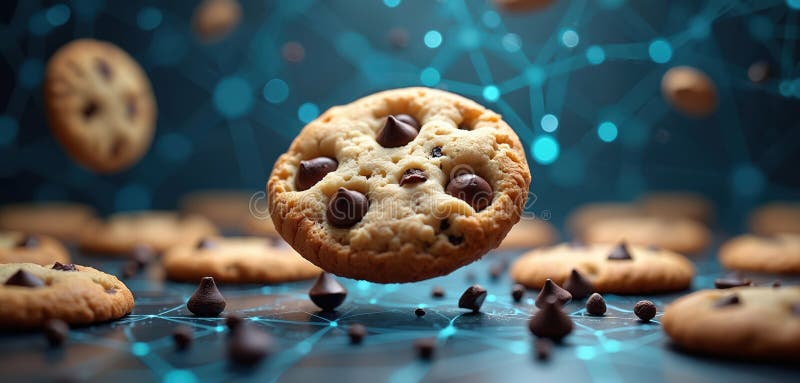 Illustration of Broken Cookies with Chocolate Chips in a Digital ...
