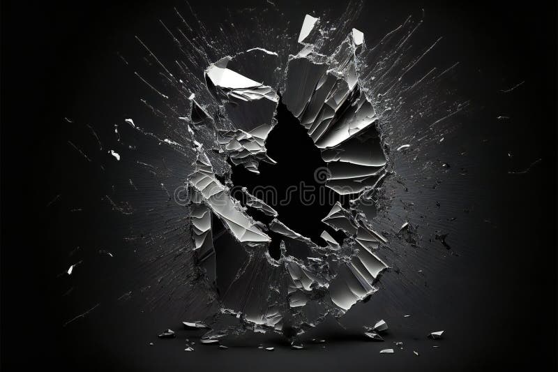 Broken Glass on Black Background, Abstract, Unique Stock Illustration ...