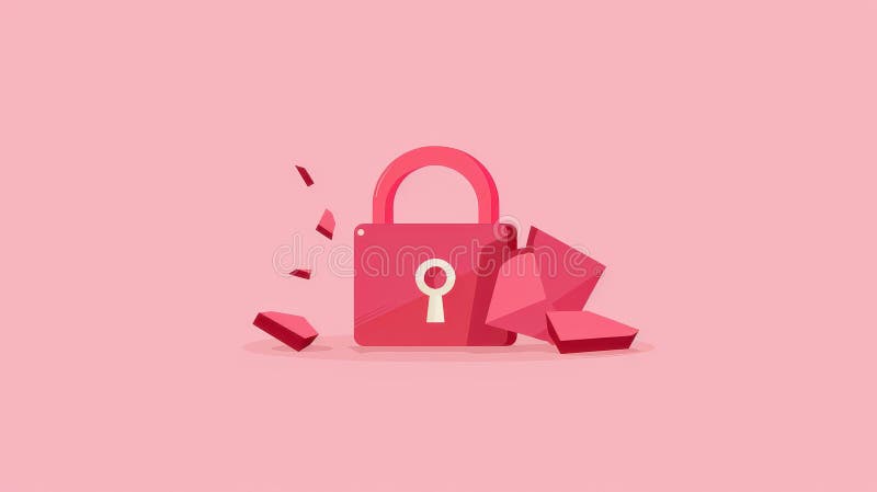 Illustration of Broken Padlock Symbolizing Email Security Breach ...