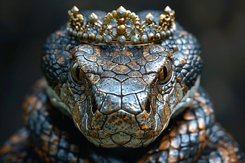 Bronze Snake in the Form of a Crown on a Dark Background Stock ...