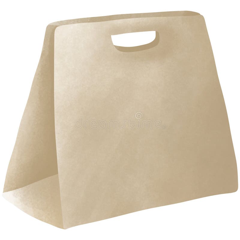 Illustration of a Brown Paper Bag with a Hole for a Handle. Stock ...