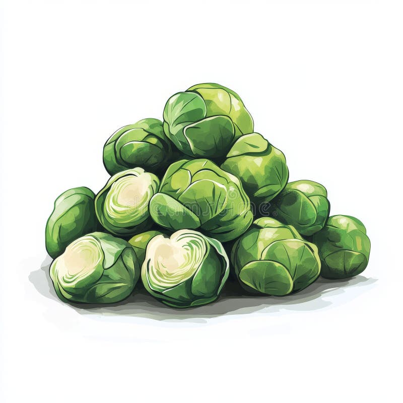 Illustration of Brussel Sprouts in the Style of a Modern Doodle Cartoon ...