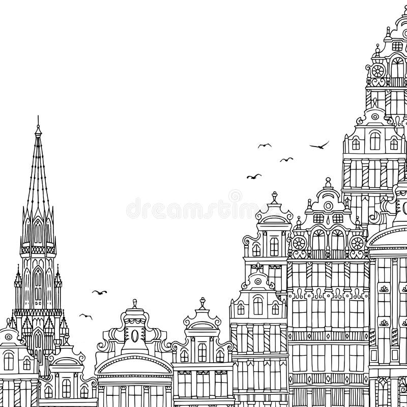 Seamless Banner of Brussels, Belgium Stock Vector - Illustration of ...