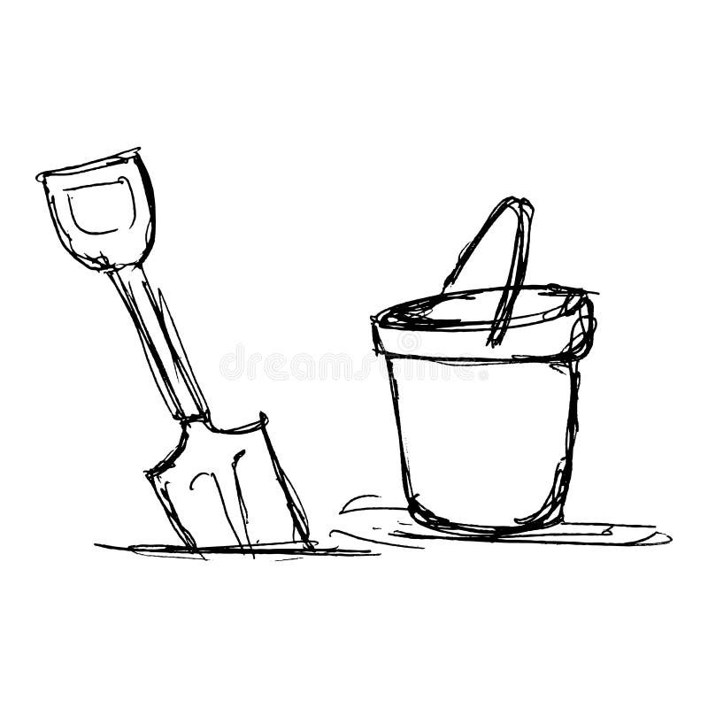 Retro Cartoon Bucket And Spade Stock Vector - Illustration of texture ...