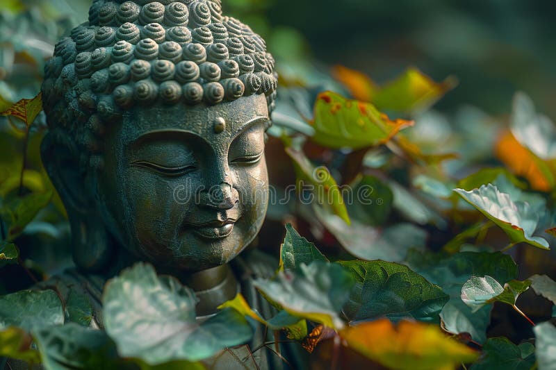 Illustration of Buddha Statue on the Leaves, High Quality, High ...