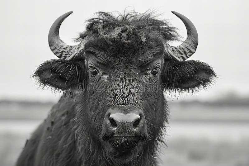 Illustration of Buffalo Looking at the Camera, High Quality, High ...