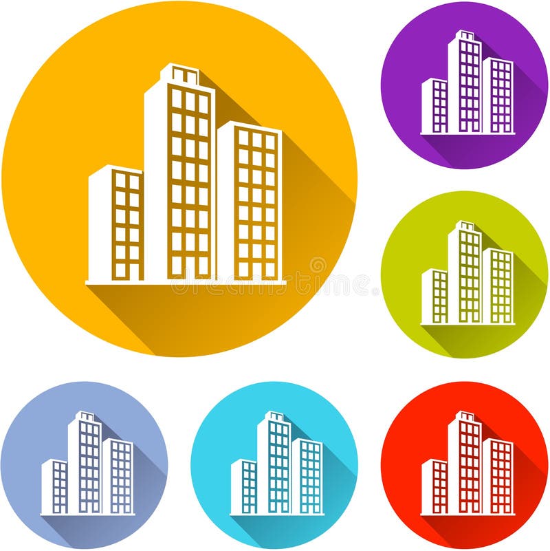 Building circle icons set stock vector. Illustration of urban - 107364960