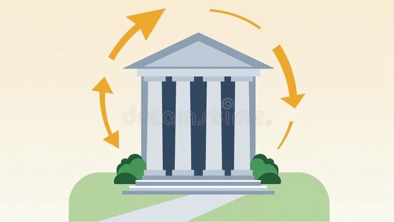 Illustration of Building with Columns and Arrows Stock Illustration ...