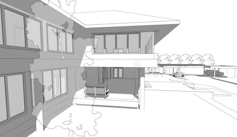 Illustration of Building Design in Wireframe Stock Illustration ...