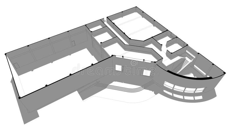 Illustration of Building Design in Wireframe Stock Illustration ...