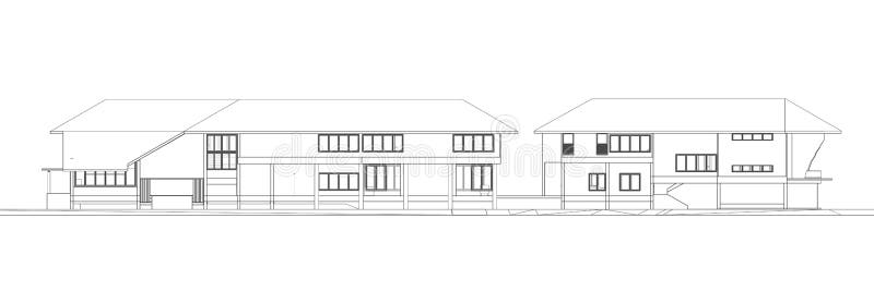 Illustration of Building Design in Wireframe Stock Illustration ...