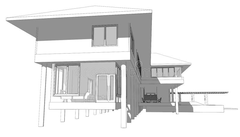 Illustration of Building Design in Wireframe Stock Illustration ...