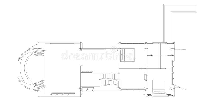 Illustration of Building Design in Wireframe Stock Illustration ...