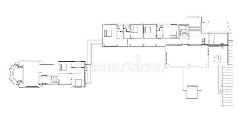 Illustration of Building Design in Wireframe Stock Illustration ...