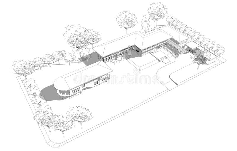 Illustration of Building Design in Wireframe Stock Illustration ...